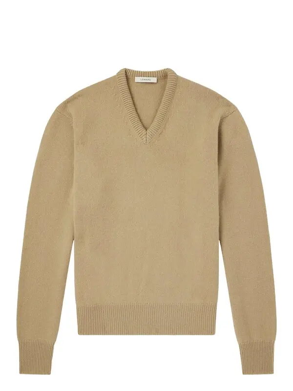 LEMAIRE Cashmere V-neck Sweater - Beige