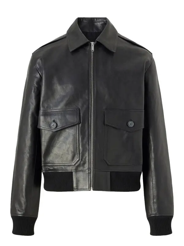 A.p.c. Leather Bomber Jacket - Black