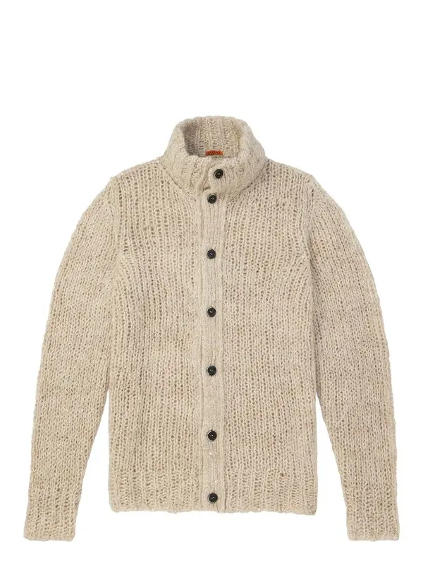 Barena Venezia Alpaca, Wool And Linen-blend Open-knit Cardigan - Neutrals