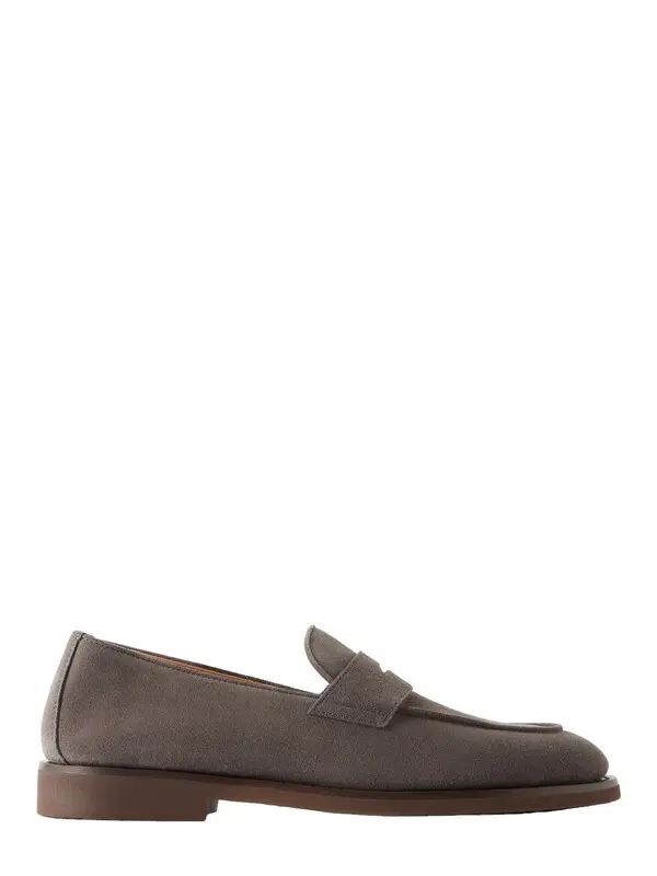 Brunello Cucinelli Suede Penny Loafers - Brown