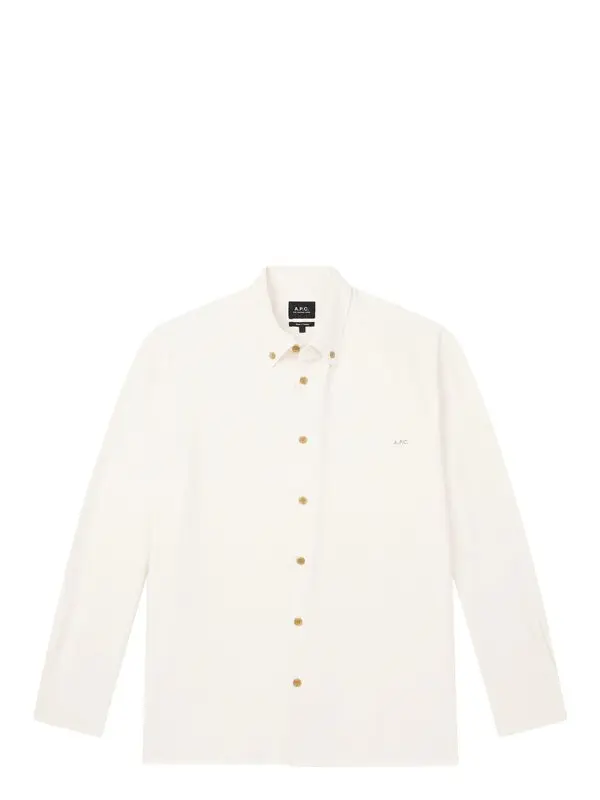 A.p.c. Mateo Logo-embroidered Cotton Shirt - Neutrals