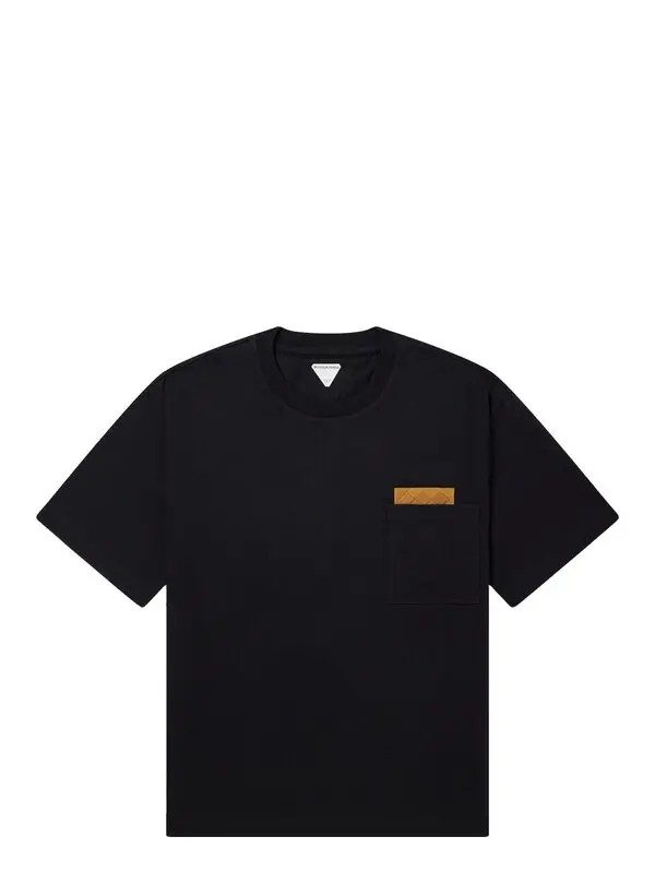 Bottega Veneta Intrecciato Suede-trimmed Cotton-jersey T-shirt - Black
