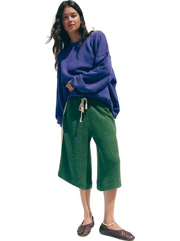 Free People Terry Cloth Relaxed Fit Shorts - Monstera Combo