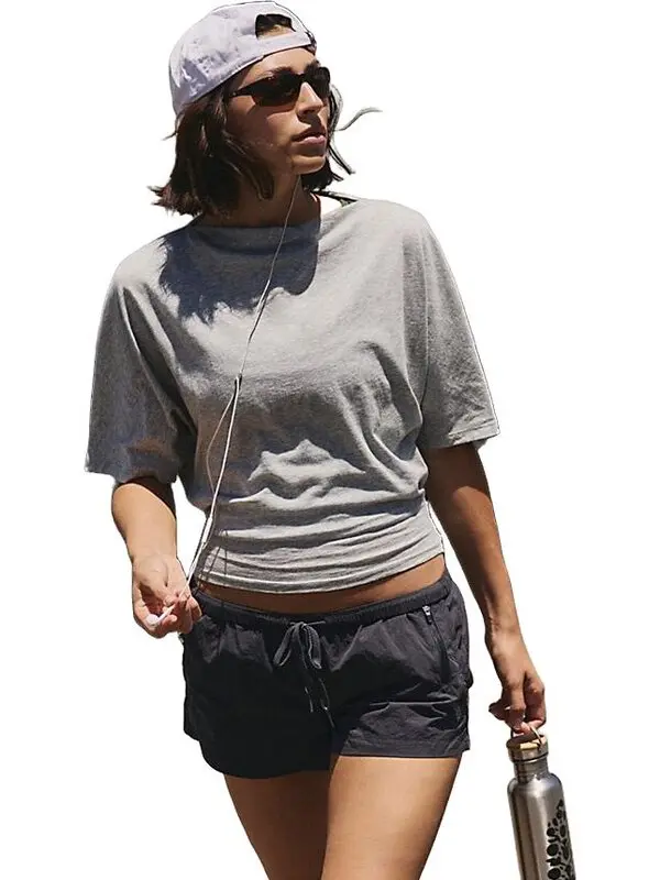 Free People Accelerate Open-back Tee - Heather Grey