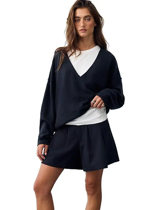 Free People See Me V-neck Pullover - Black