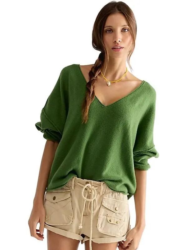 Free People See Me V-neck Pullover - Forest Fairy