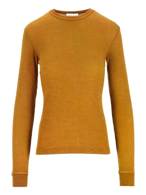 FORTE_FORTE Ribbed Knit Long Sleeve Sweater - Orange