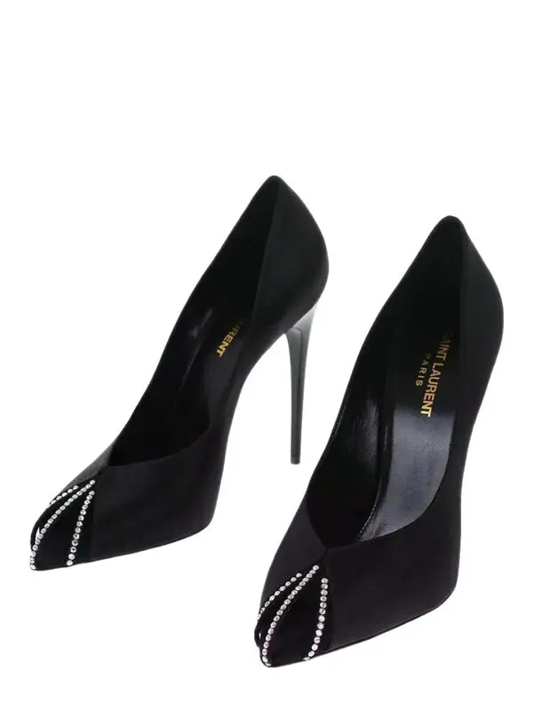 Saint Laurent Rhinestone Embellished Open-toe Pumps - Black