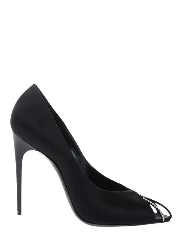 Saint Laurent Rhinestone Embellished Open-toe Pumps - Black
