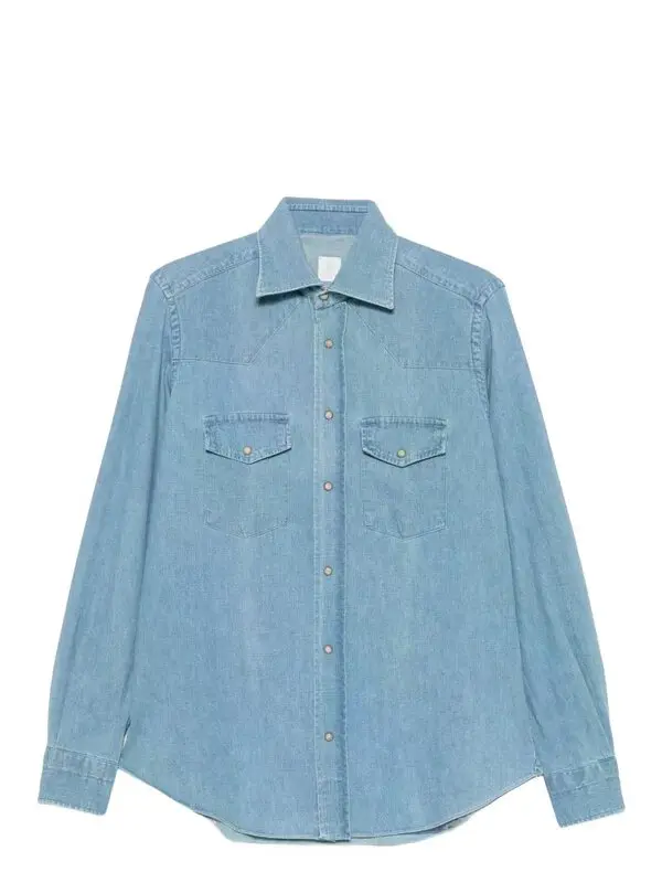 Eleventy Flap-pocket Denim Shirt - Blue