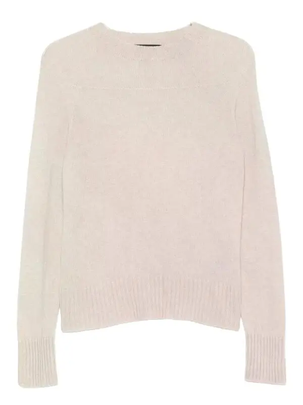 ARAGONA Ribbed-trim Crew Neck Sweater - Neutrals