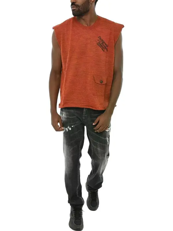 Dsquared2 Virgin Wool Tank Top With Chest Pocket - Orange