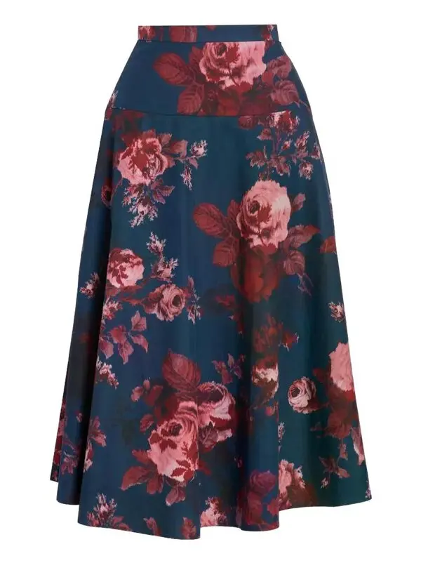 Erdem Floral Print A-line Skirt - Blue