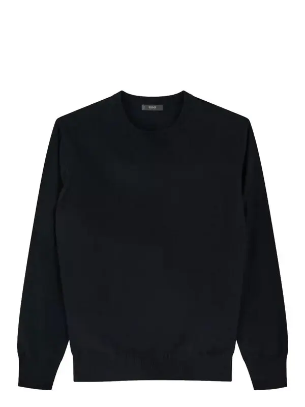 Boggi Milano Extrafine Merino Wool Crew Neck Sweater - Black