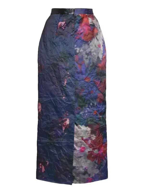 Erdem Archive Patchwork Crinkled Midi Skirt - Blue