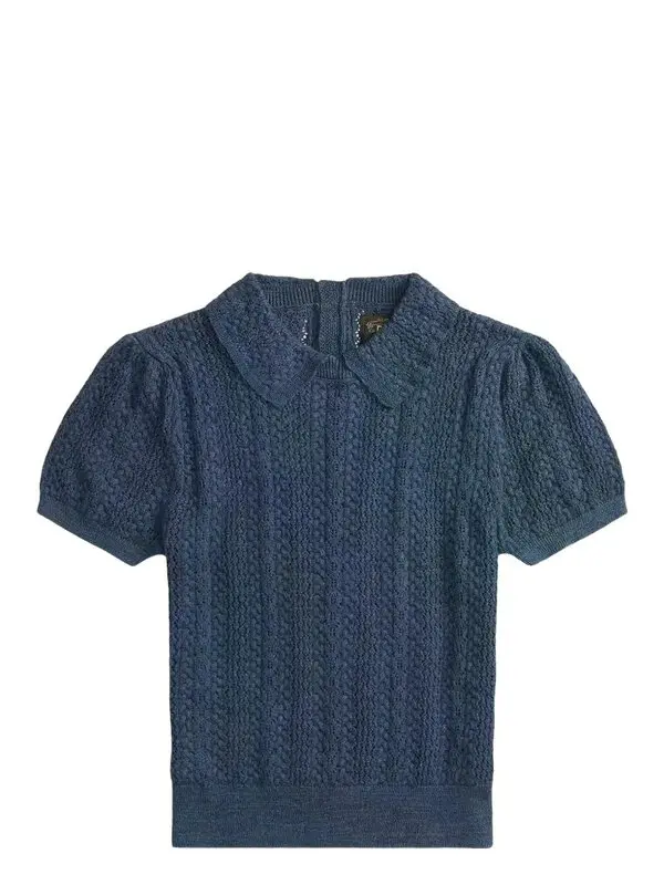 Ralph Lauren Cable-knit Puff-sleeve Sweater - Blue
