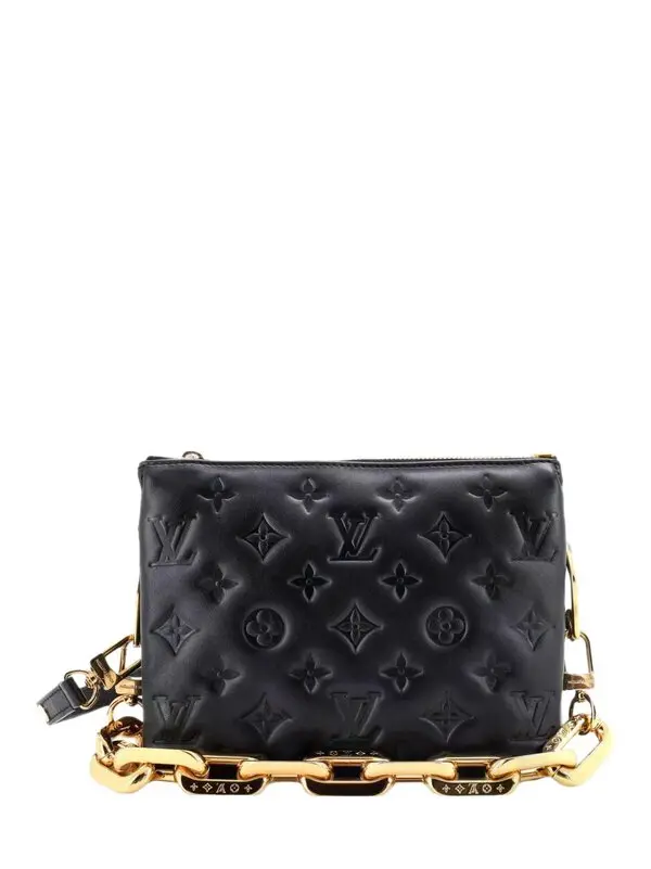 LOUIS VUITTON Coussin Bb Monogram Embossed Lambskin Crossbody Bag - Black