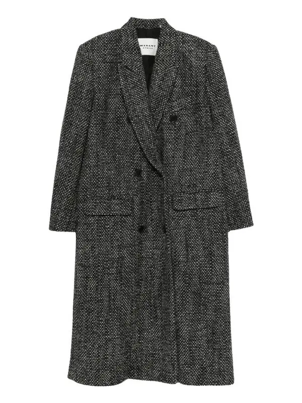 MARANT ETOILE Double-breasted Bouclé Coat - Grey