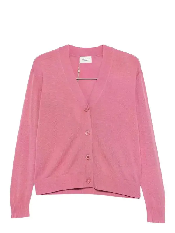 Max Mara V-neck Fine Knit Cardigan - Pink