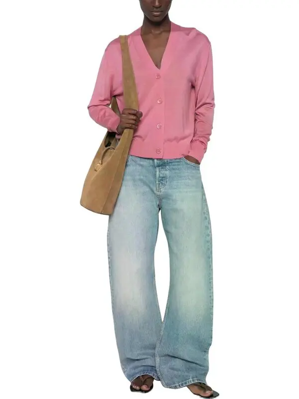 Max Mara V-neck Fine Knit Cardigan - Pink