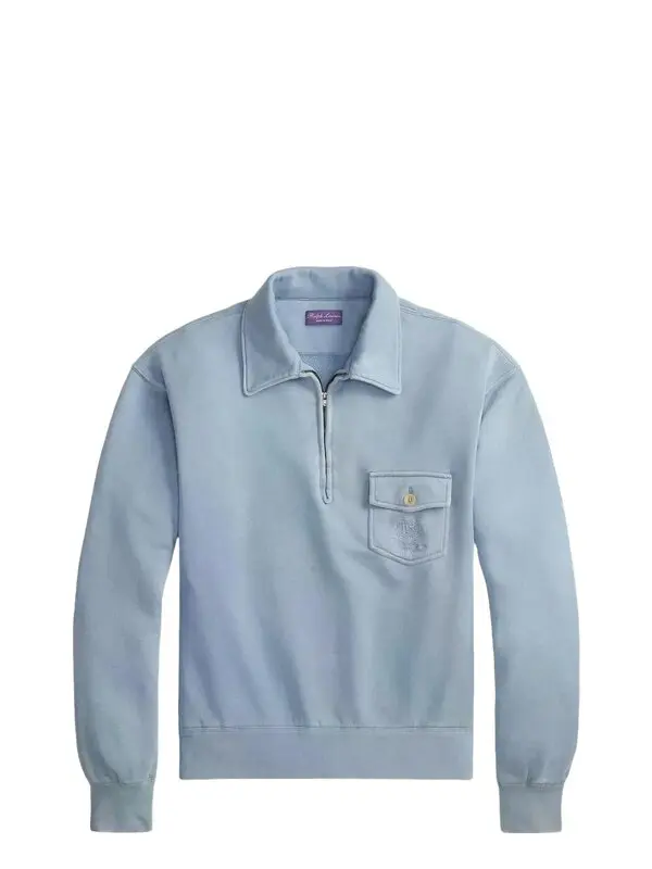 Ralph Lauren Purple Label Logo-embroidered Quarter-zip Sweatshirt - Blue
