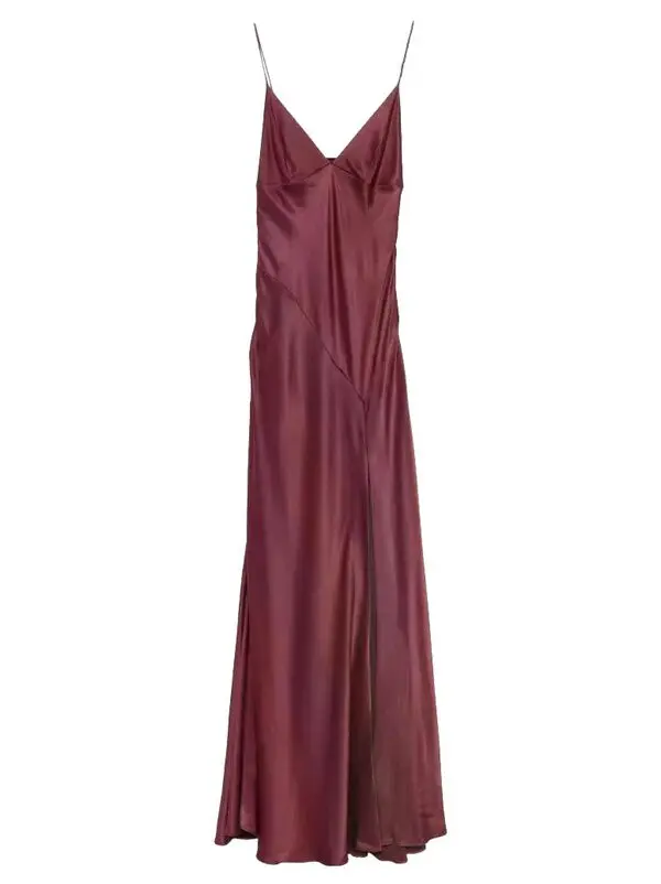 Alberta Ferretti Side-slit V-neck Maxi Dress - Red