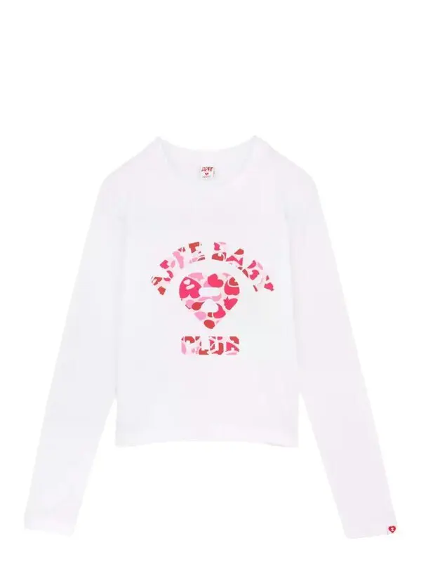 AAPE BY *A BATHING APE Ape™ *a Bathing Ape® Heart Logo Long Sleeve T-shirt - White