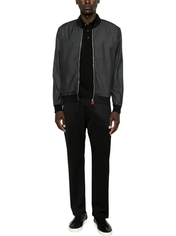 FERRANTE Long-sleeve Buttoned Polo Shirt - Black