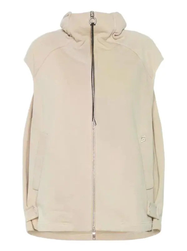Sportmax Sleeveless High Neck Zip-up Hoodie - Neutrals
