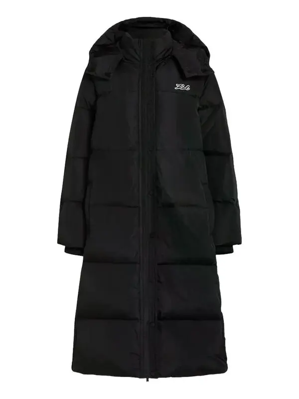 Karl Lagerfeld Long Hooded Puffer Jacket - Black