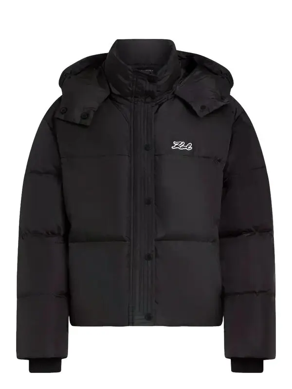 Karl Lagerfeld Short Hooded Puffer Jacket - Black