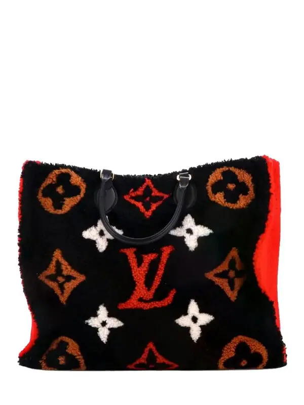 LOUIS VUITTON Onthego Monogram Giant Teddy Fleece Gm Tote Bag - Black