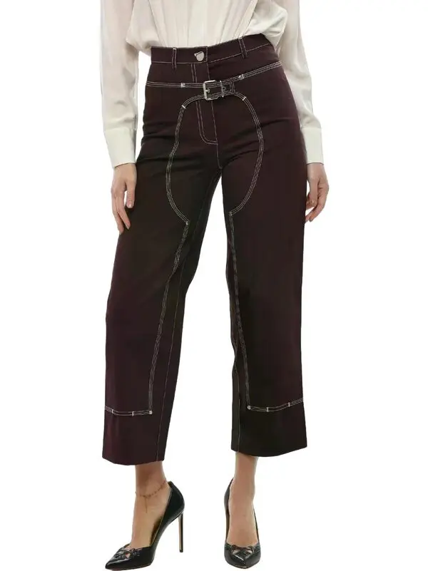 Stella McCartney Contrast Stitch Belted Trousers - Brown