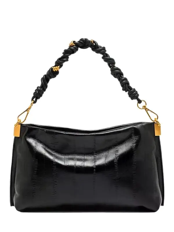 GIANNI CHIARINI Medium Eel-effect Tote Bag With Knotted Handle - Black