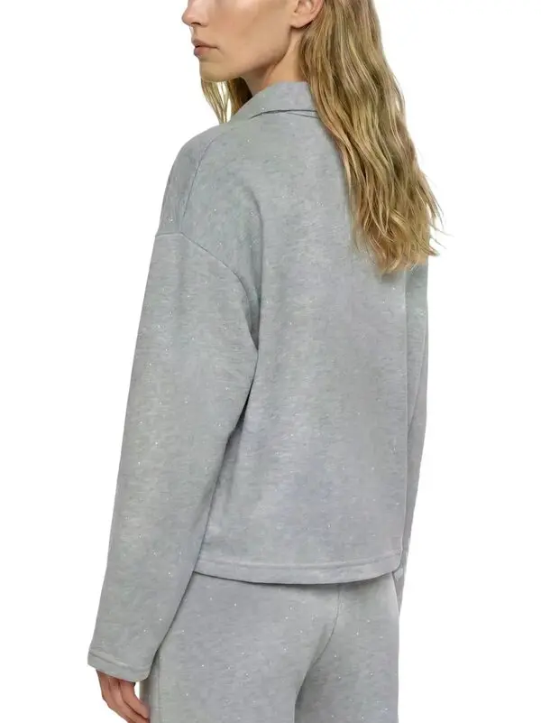 Karl Lagerfeld Rhinestone Embellished Cotton Loungewear Sweatshirt - Grey
