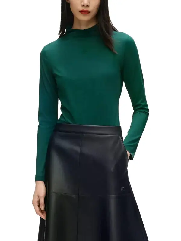 Karl Lagerfeld Mock Neck Long Sleeve Top - Green
