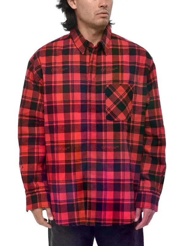 Off-White Check-pattern Padded Overshirt - Red