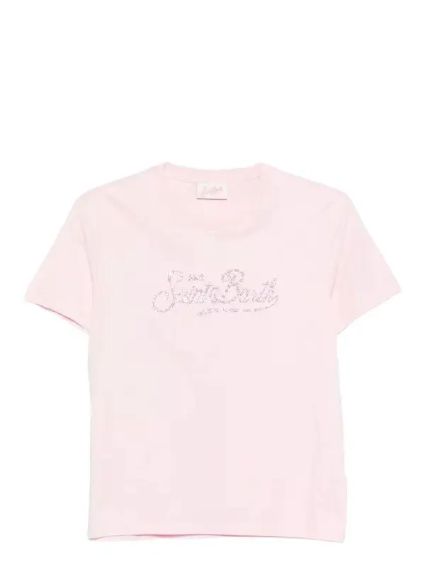 MC2 SAINT BARTH Rhinestone Logo T-shirt - Pink