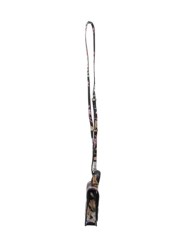 FERRAGAMO Giardino Floral-print Leather Handbag - Black