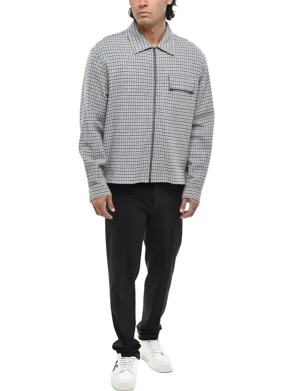 Palm Angels Checked Zip-up Overshirt - White