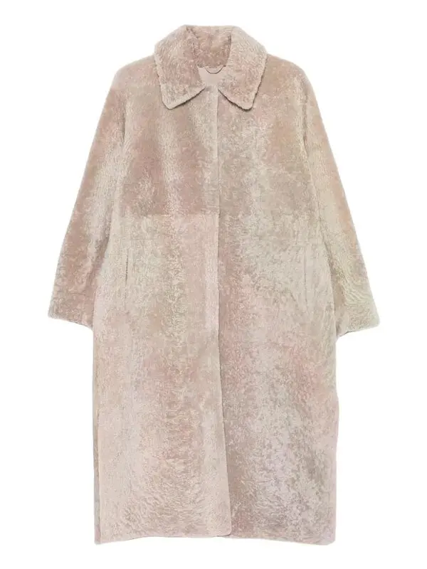 MANZONI 24 Shearling Finish Collared Coat - Neutrals