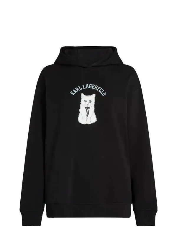 Karl Lagerfeld Ikon Choupette Hoodie - Black