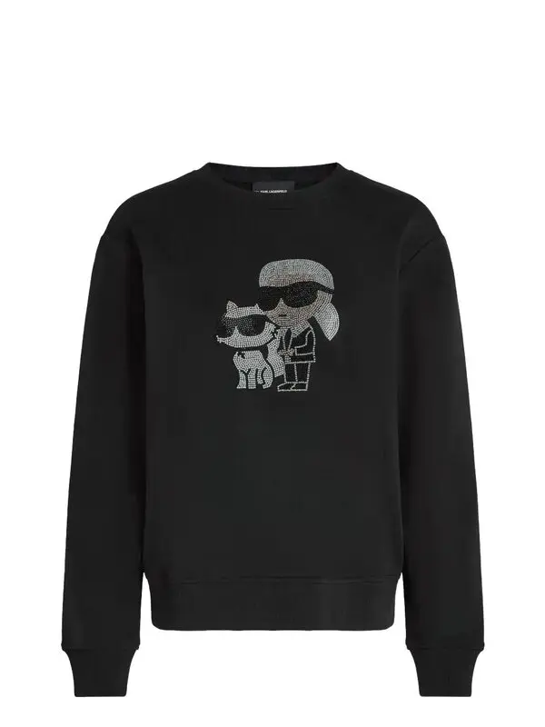 Karl Lagerfeld Ikon Rhinestone Sweatshirt - Black