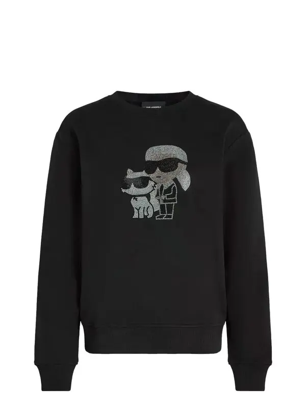 Karl Lagerfeld Ikon Rhinestone Sweatshirt - Black
