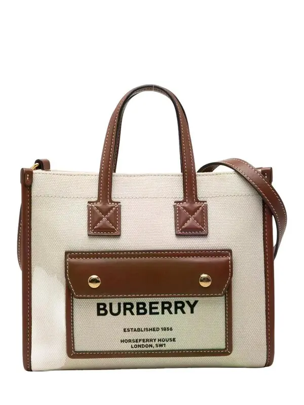 Burberry Mini Canvas Freya Tote Satchel - Brown