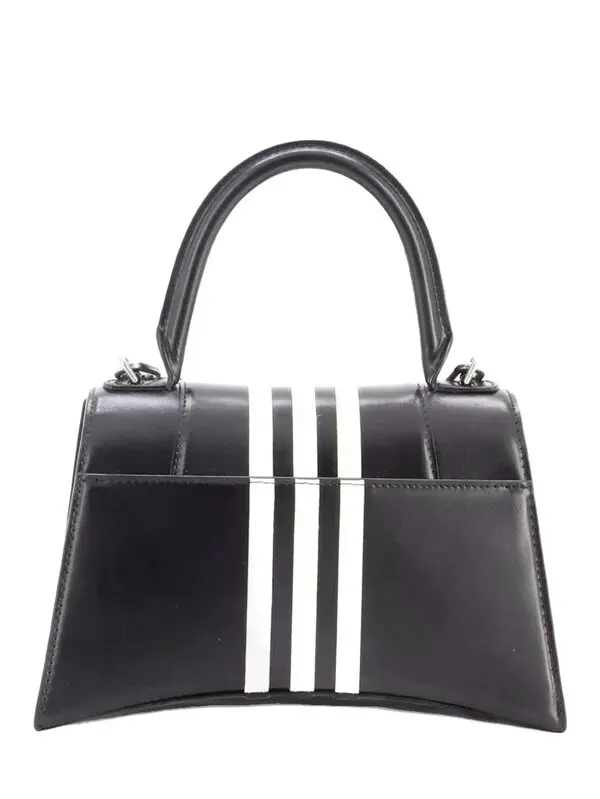Balenciaga X Adidas Hourglass Top Handle Bag Leather Small Satchel - Black