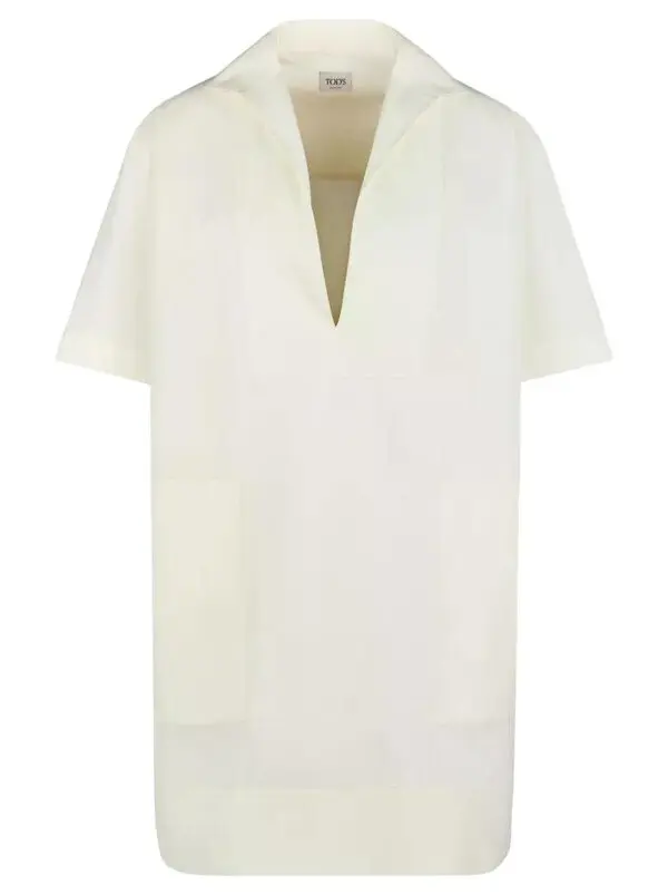 TOD'S V-neck Patch Pocket Dress - Neutrals