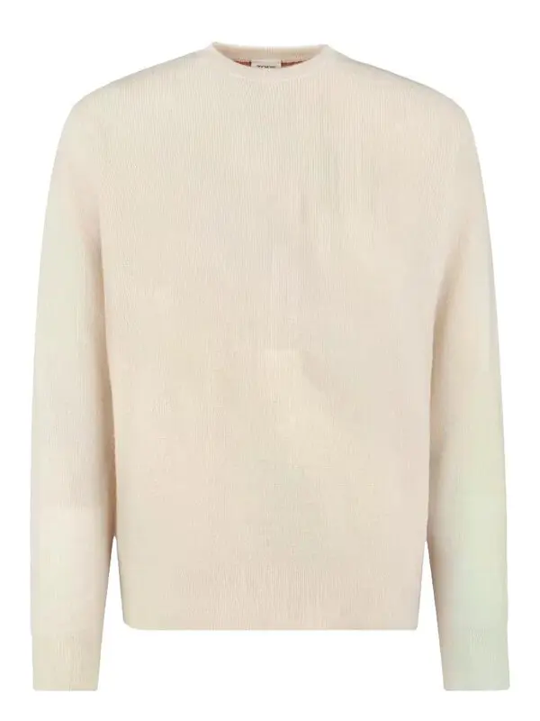 TOD'S Crew Neck Fine Knit Cashmere Sweater With Embroidered Logo - Neutrals