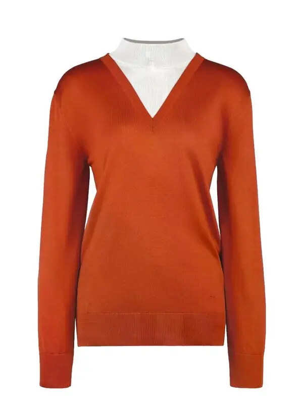 TOD'S Layered Mock Turtleneck In Silk - Orange