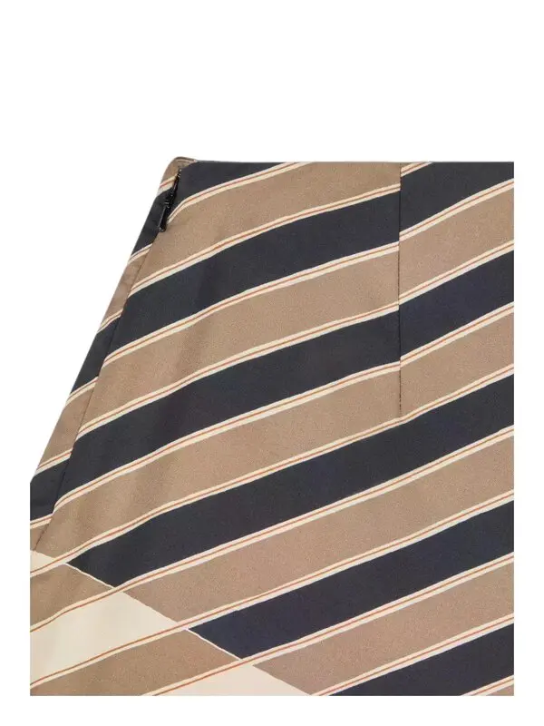 TOD'S Silk Foulard Skirt With Leather Inserts - Neutrals